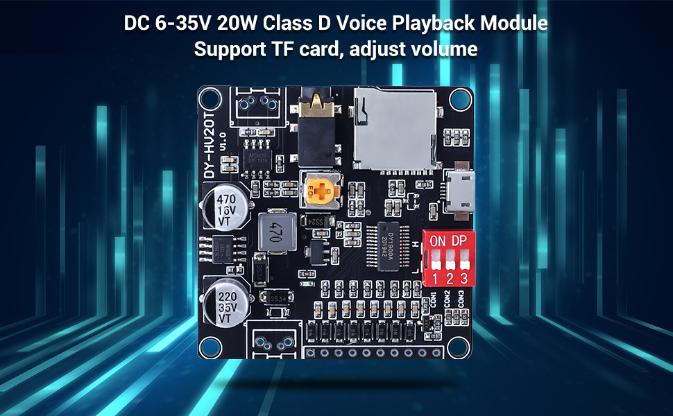 DC 12V 24V Voice Playback Module DY-HV20T High Power Digital Amplifier ...